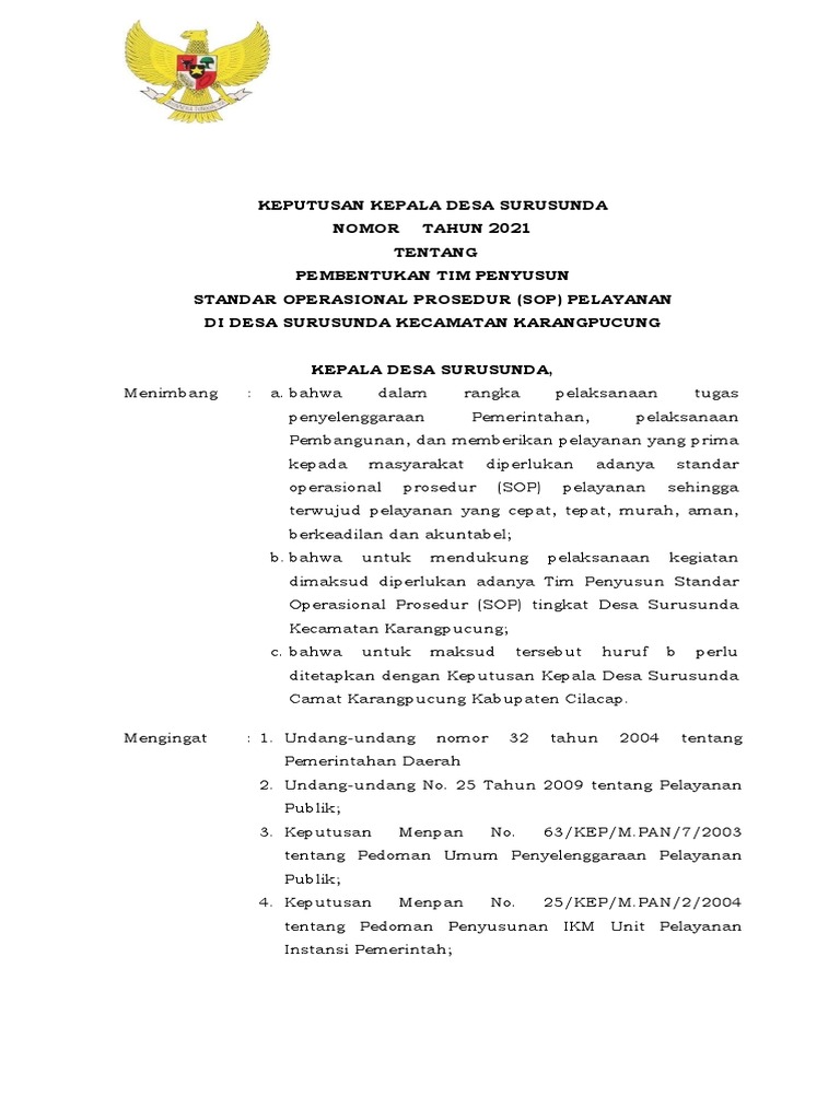 SK Tim Pembentukan Sop | PDF