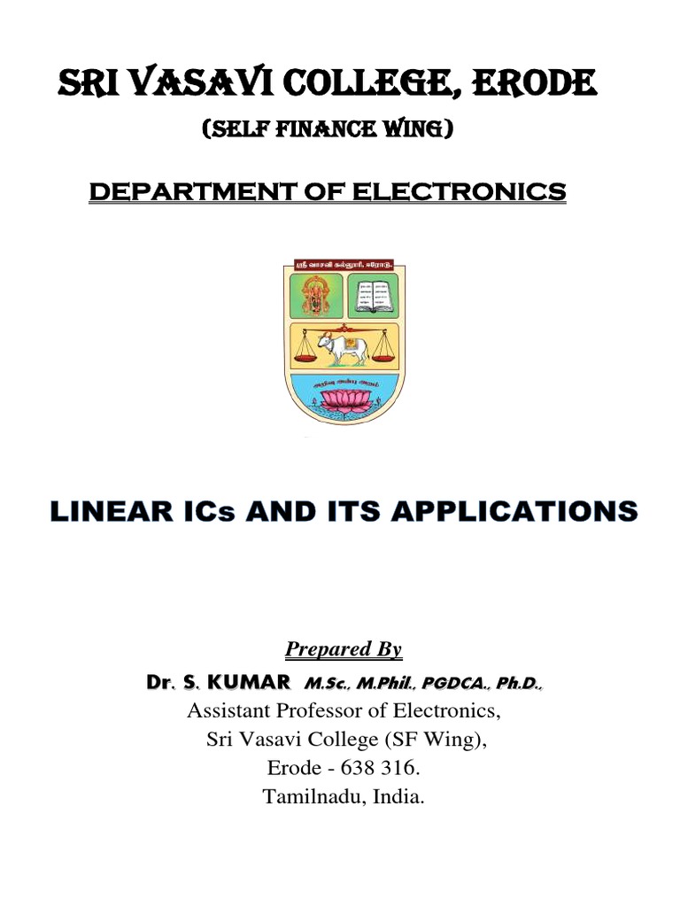 M.SC Applied Electronics - Linear ICs and Its Applications - Course ...