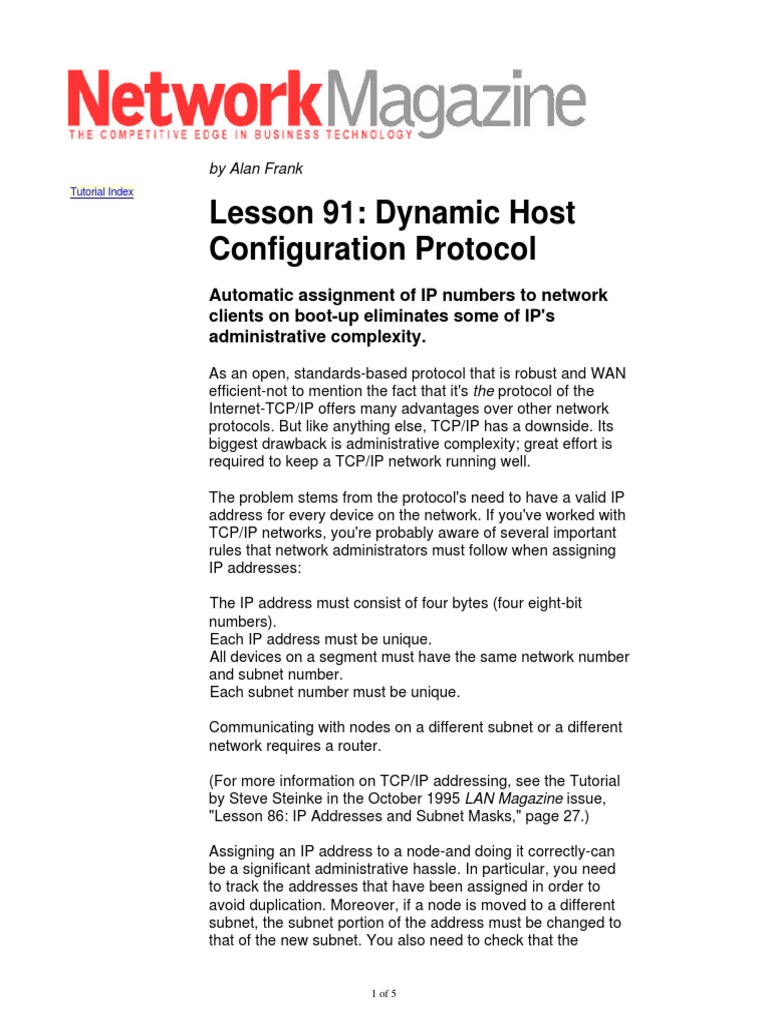 Dynamic Host Configuration Protocol Pdf Ip Address Computer Network 4754