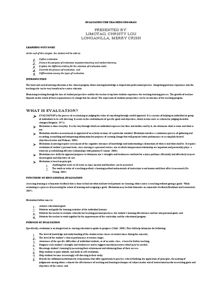 Evaluating Health Education Plan | PDF | Test (Assessment) | Evaluation