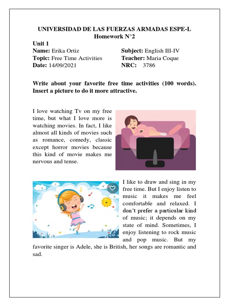 Free Time Activities | PDF