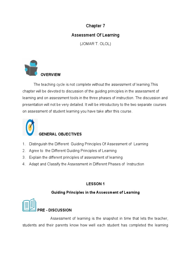 Chapter-7 Assessment of Learning (Jomar T. Olol) | PDF | Educational ...