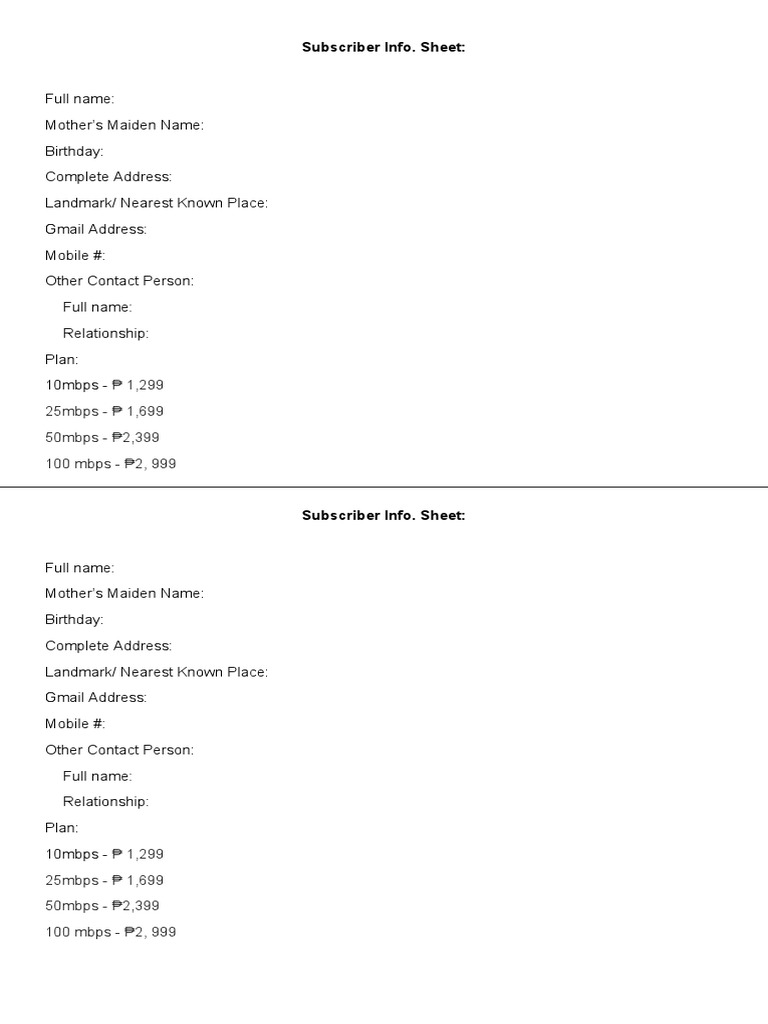 Subscriber Info | PDF