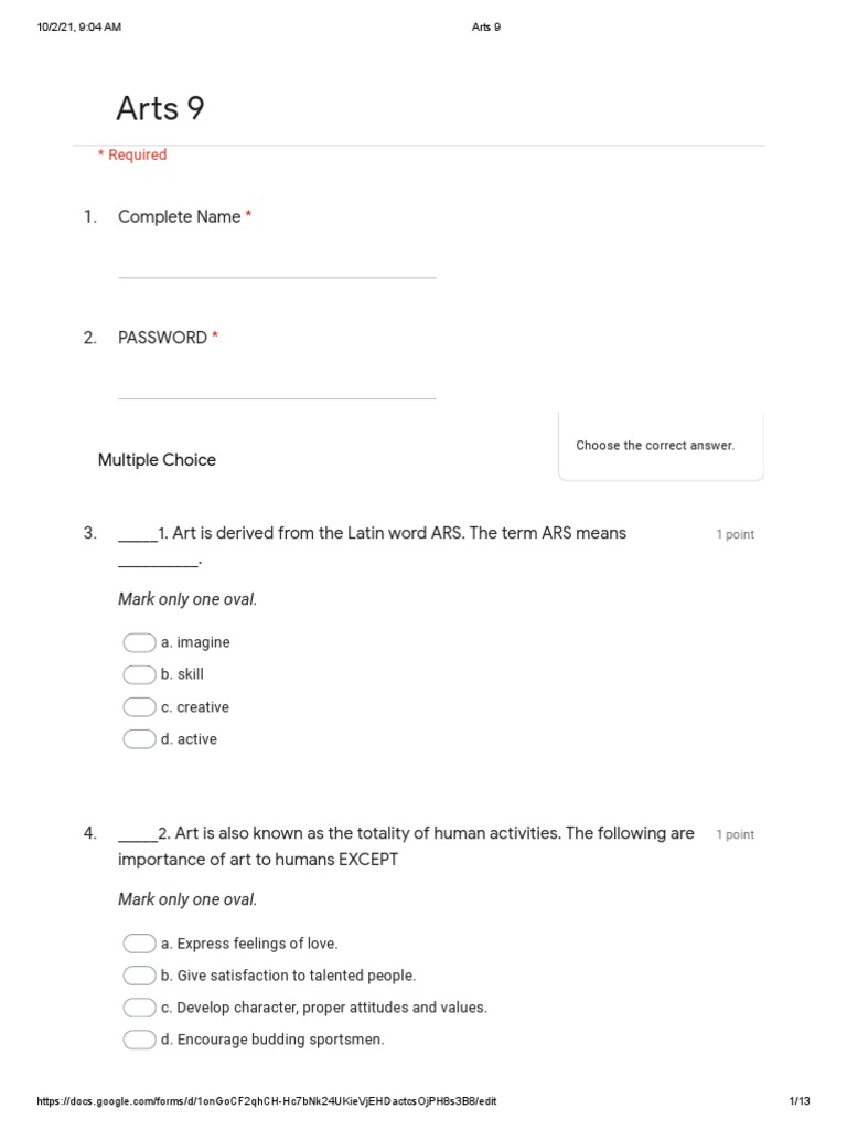 Arts 9 First Summative 2021 - Google Forms | PDF | Sculpture | Gothic ...
