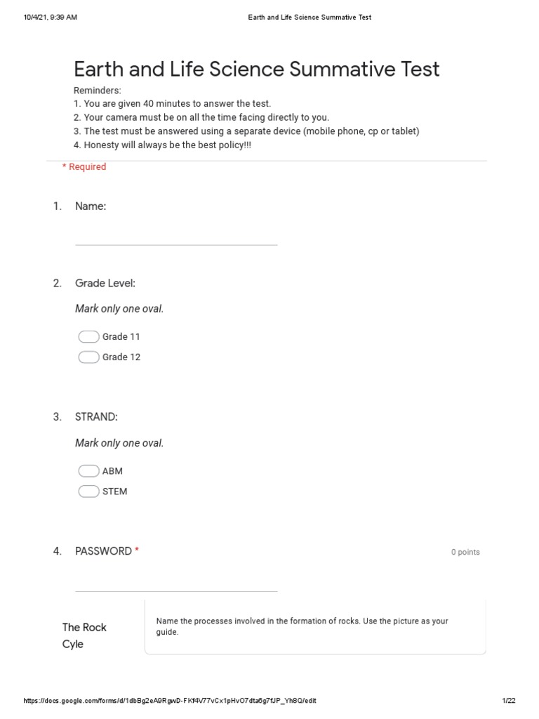 Grade 11 Earth and Life Science Test | PDF | Water Cycle | Atmosphere ...