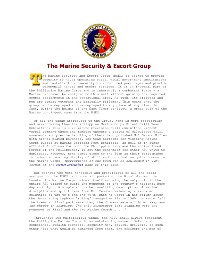 Marine Security & Escort Group Overview | PDF | United States Marine ...