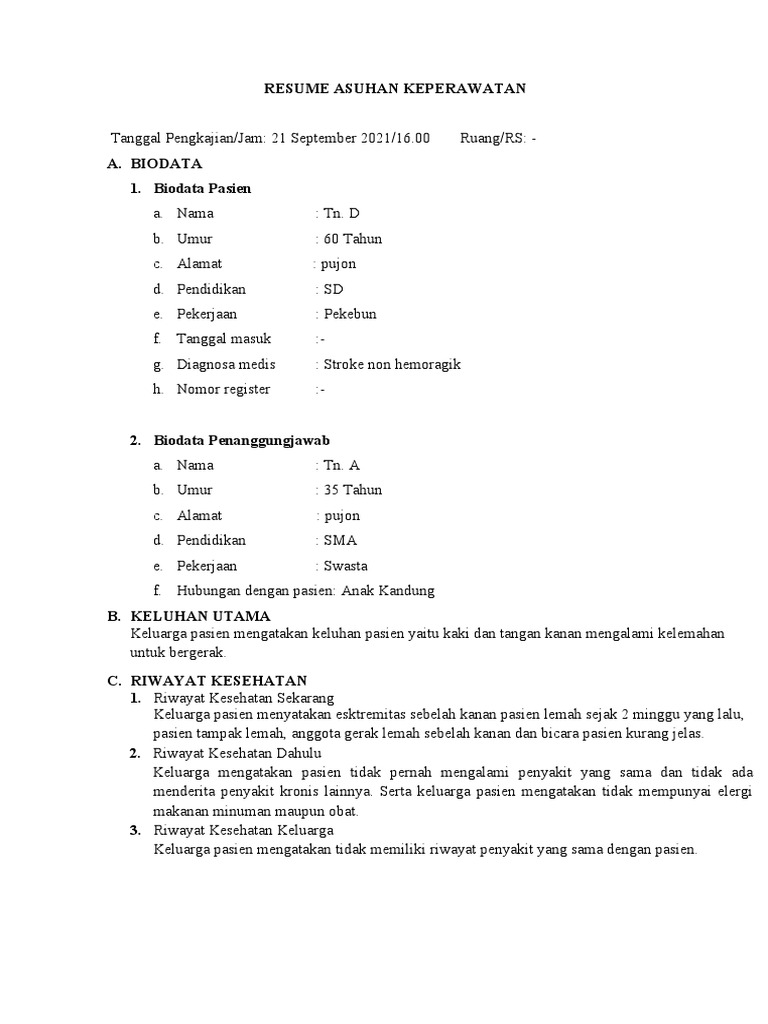 Resume Asuhan Keperawatan KDP Akhmadi | PDF
