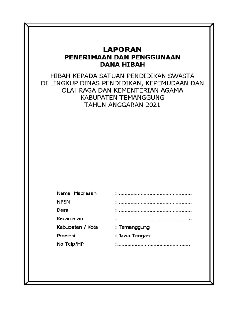 Contoh Laporan SPJ Hibah GTT-PTT | PDF