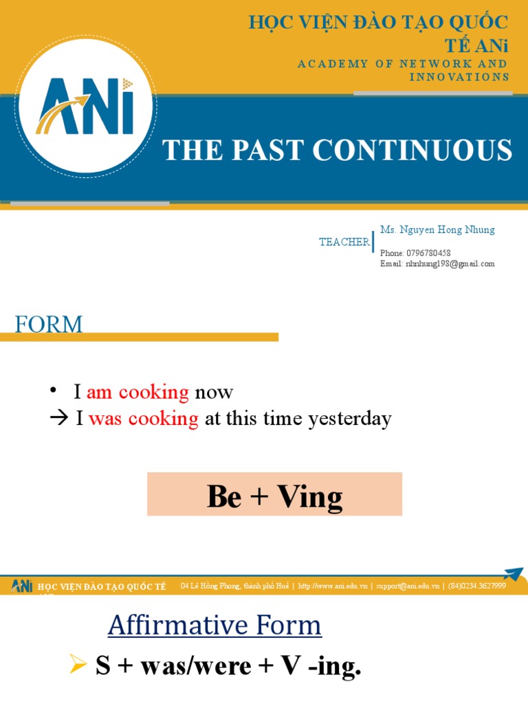 Học Viện Đào Tạo Quốc Tế Ani: The Past Continuous | PDF | Career ...