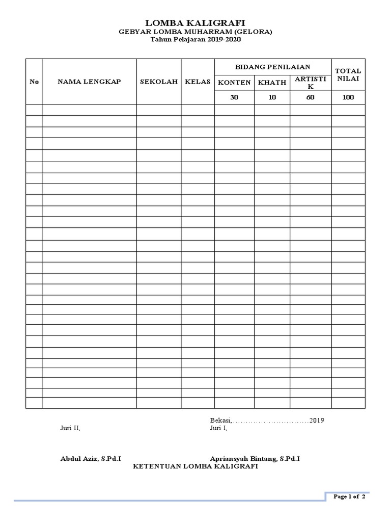 Kriteria Lomba Kaligrafi | PDF Kriteria Lomba Kaligrafi | PDF