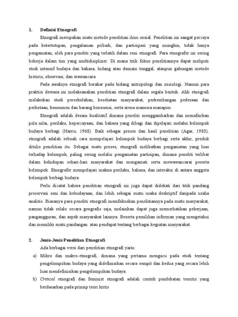 Ethnographic Research - RMK SAP 5 - Kualitatif | PDF | Ilmu Sosial