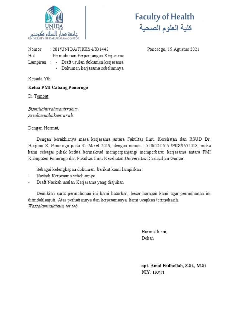 Surat Permohonan Kerjasama PMI | PDF