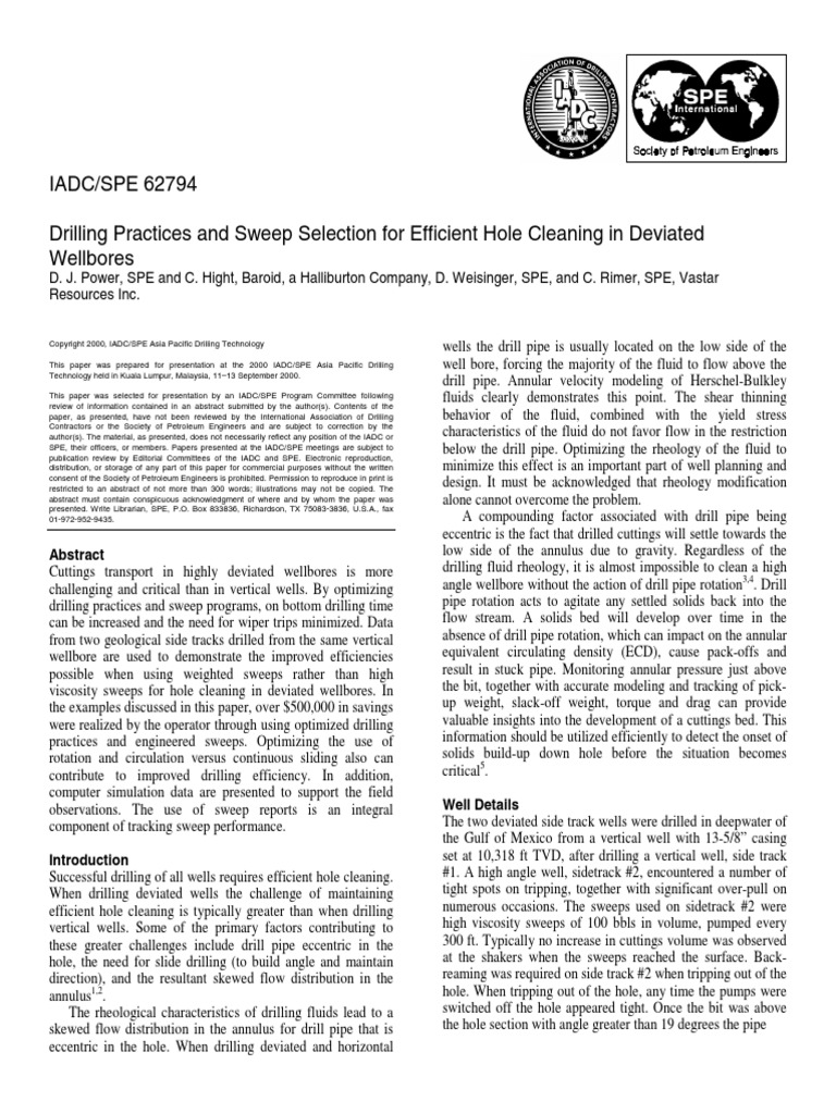 Horizontal Cleanning Paper SPE | PDF | Oil Well | Drilling