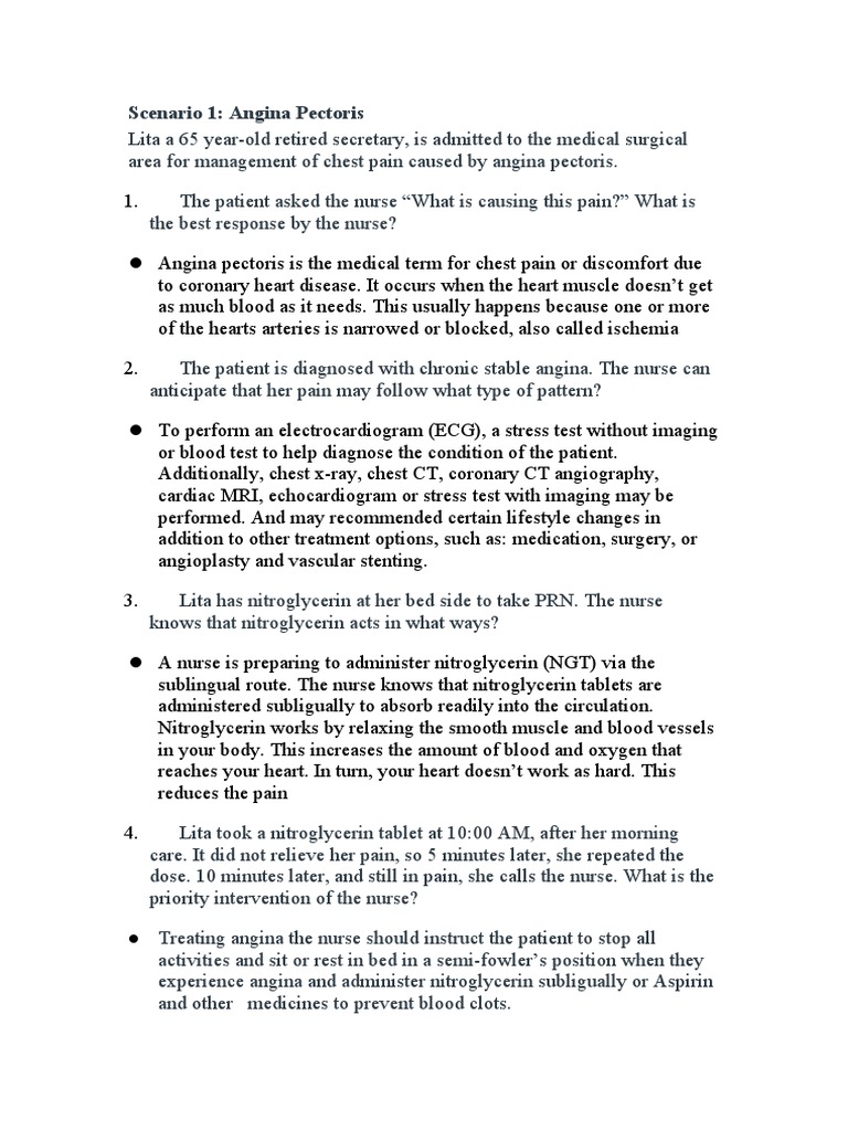 SOMBILLO Scenario 1 ANGINA | PDF | Coronary Artery Disease | Heart