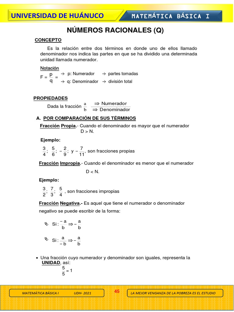 Conceptos y Operaciones de Números Racionales | PDF | Exponenciación ...