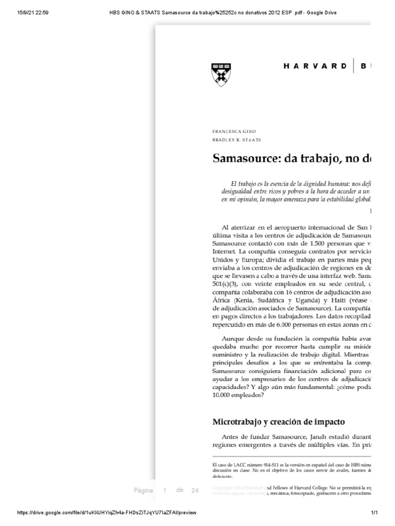 HBS GINO & STAATS Samasource - Da Trabajo, No Donativos 2012 | PDF | Informática