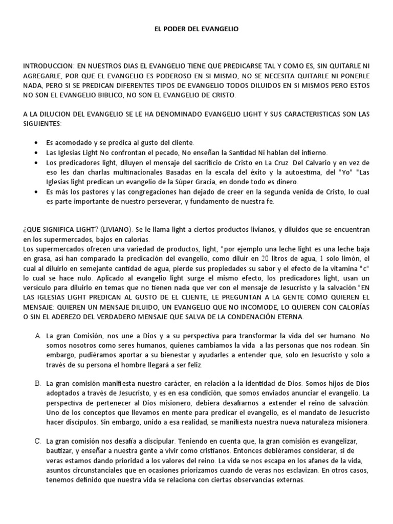 El Poder Del Evangelio | PDF | Jesús | Salvación