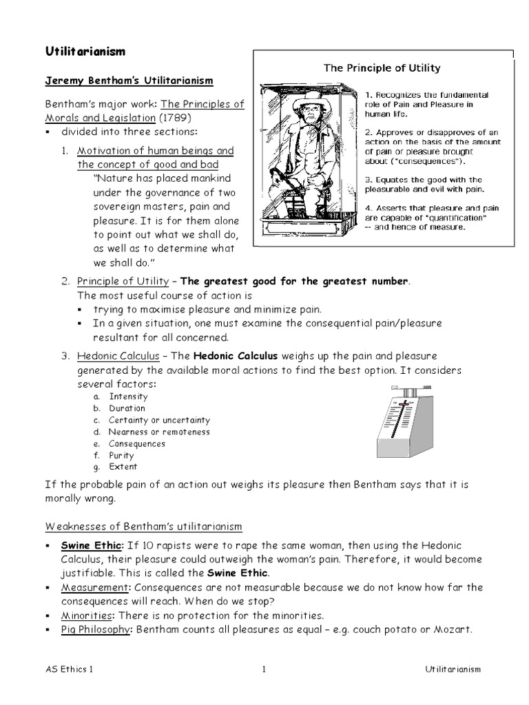 Utilitarianism: Jeremy Bentham's Utilitarianism | PDF | Utilitarianism | Pleasure