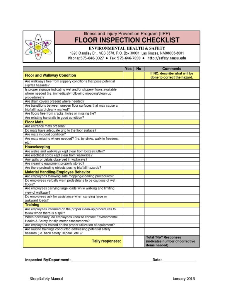 Floor Check LIst Sample | PDF | Hazards | Occupational Safety And Health