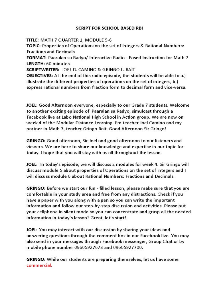 Rbi Script Math7q1w3m5 6 | PDF | Education Theory | Communication