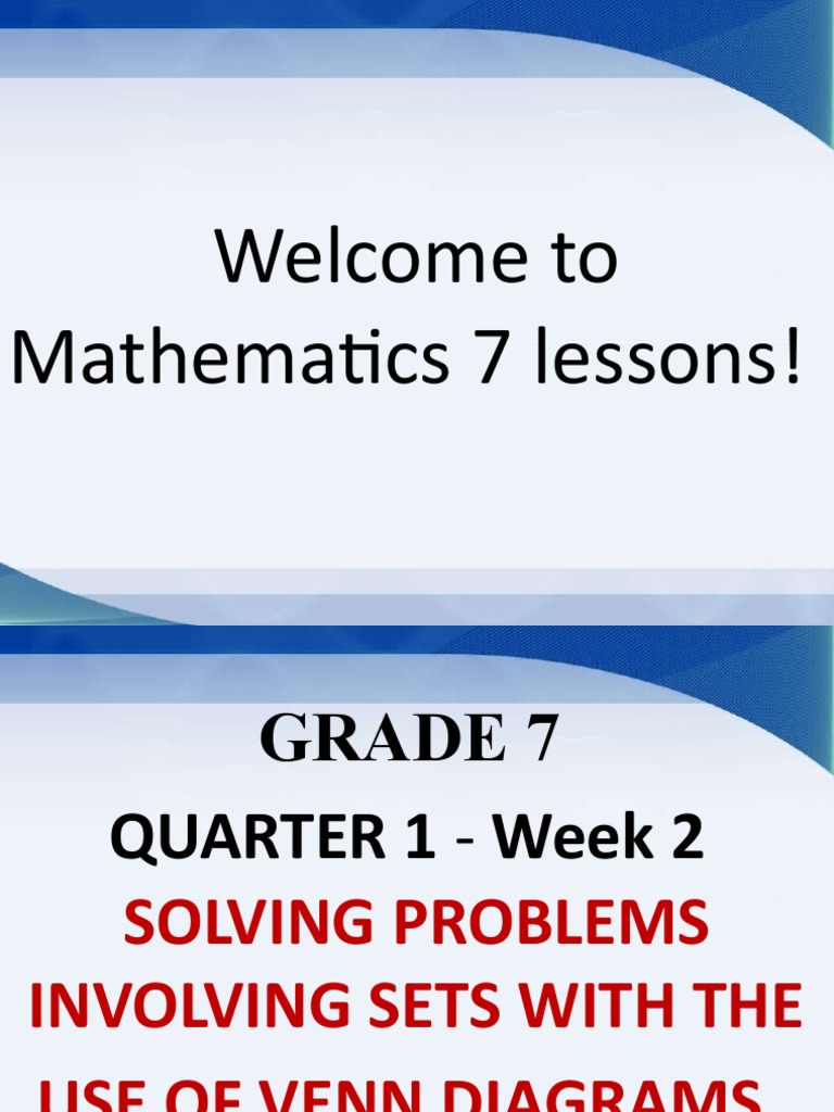 Grade 7 Math: Venn Diagrams Week 2 | PDF | Set (Mathematics ...