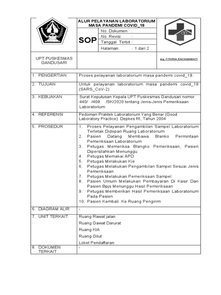 Sop Alur Pelayanan Laboratorium Pandemi | PDF