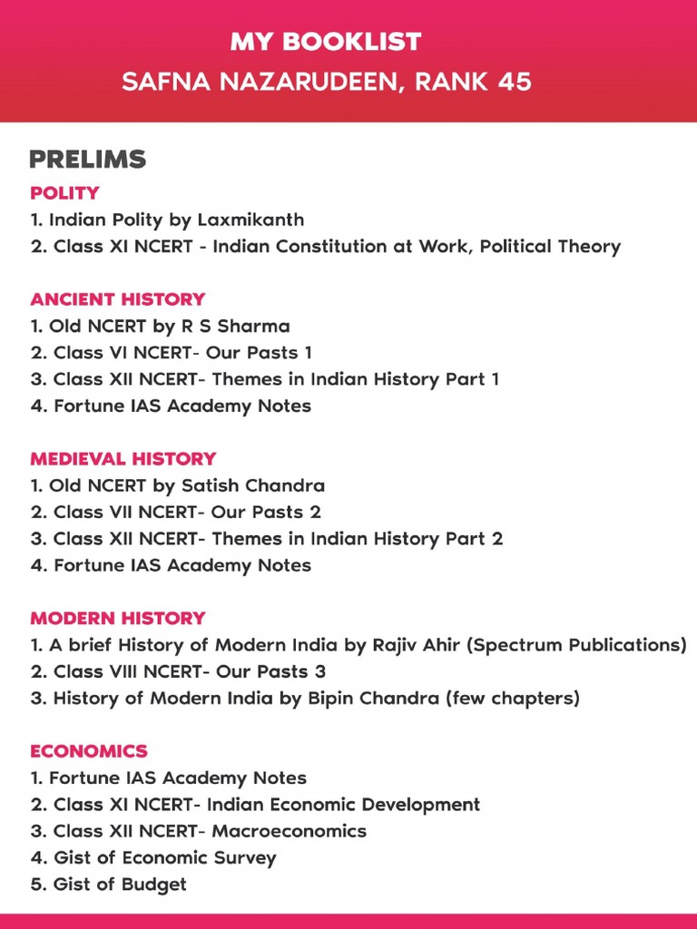 Upsc Book List | PDF