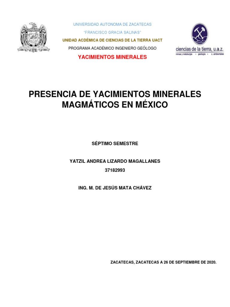 Yacimientos Minerales Magmáticos | PDF | Magma | Minerales