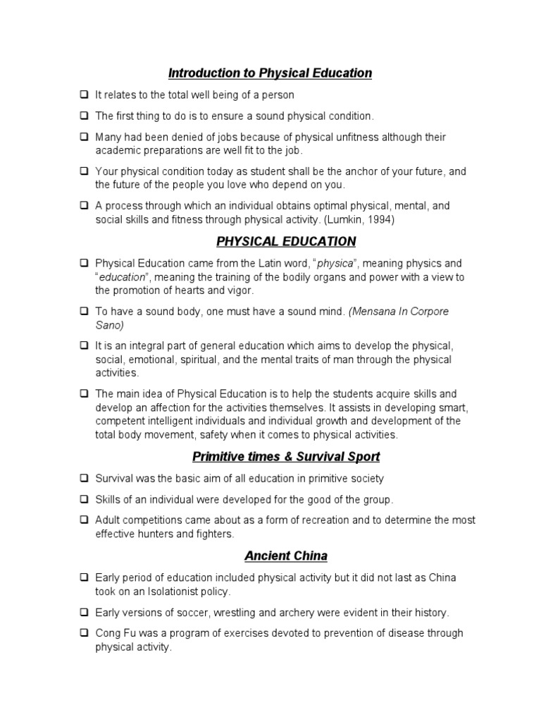 Introduction To Physical Education | PDF | Physical Fitness | Muscle