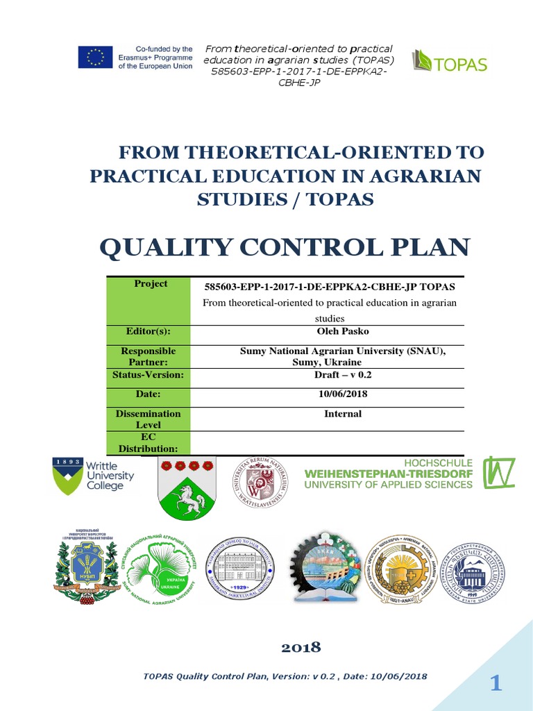 Quality Control Plan Sample | PDF | Teachers | Project Management