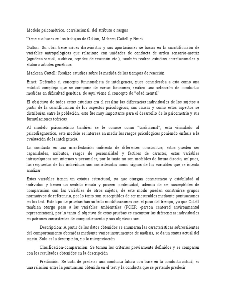 Modelo Psicométrico | PDF | Sicología | Evaluación