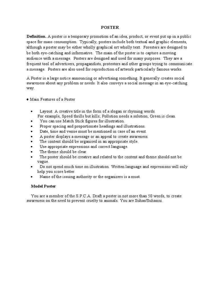 Poster Definition. A Poster Is A Temporary Promotion of An Idea ...