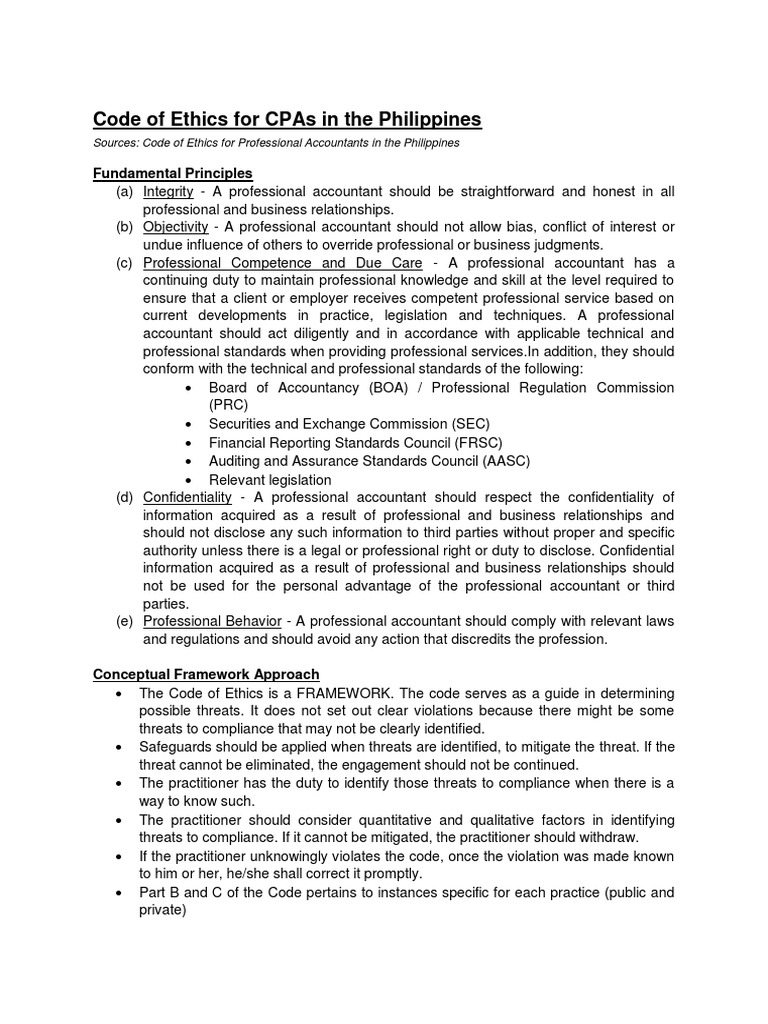 08 Code of Ethics For CPAs in The Philippines | PDF | Confidentiality | Conflict Of Interest