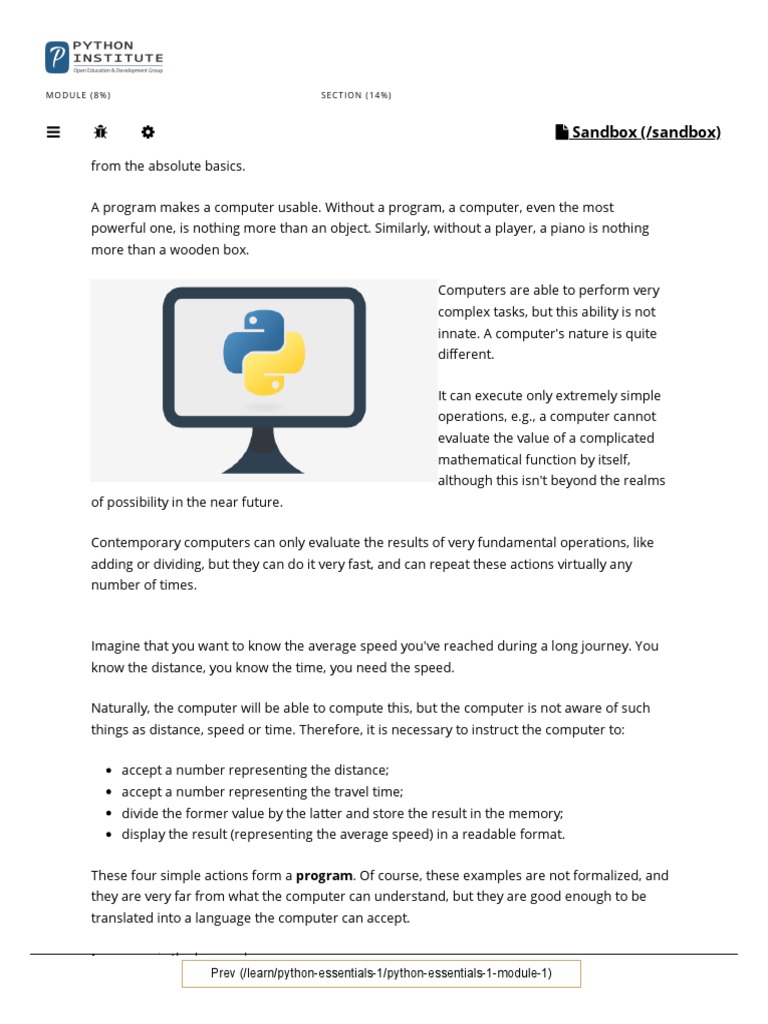 Sandbox (/sandbox) : MODULE (8%) SECTION (14%) | PDF | Python (Programming Language) | Source Code