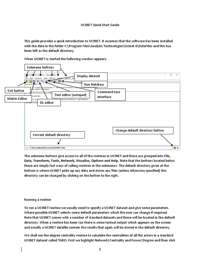 UCINET Quick Start Guide2 | PDF | Directory (Computing) | Computer File