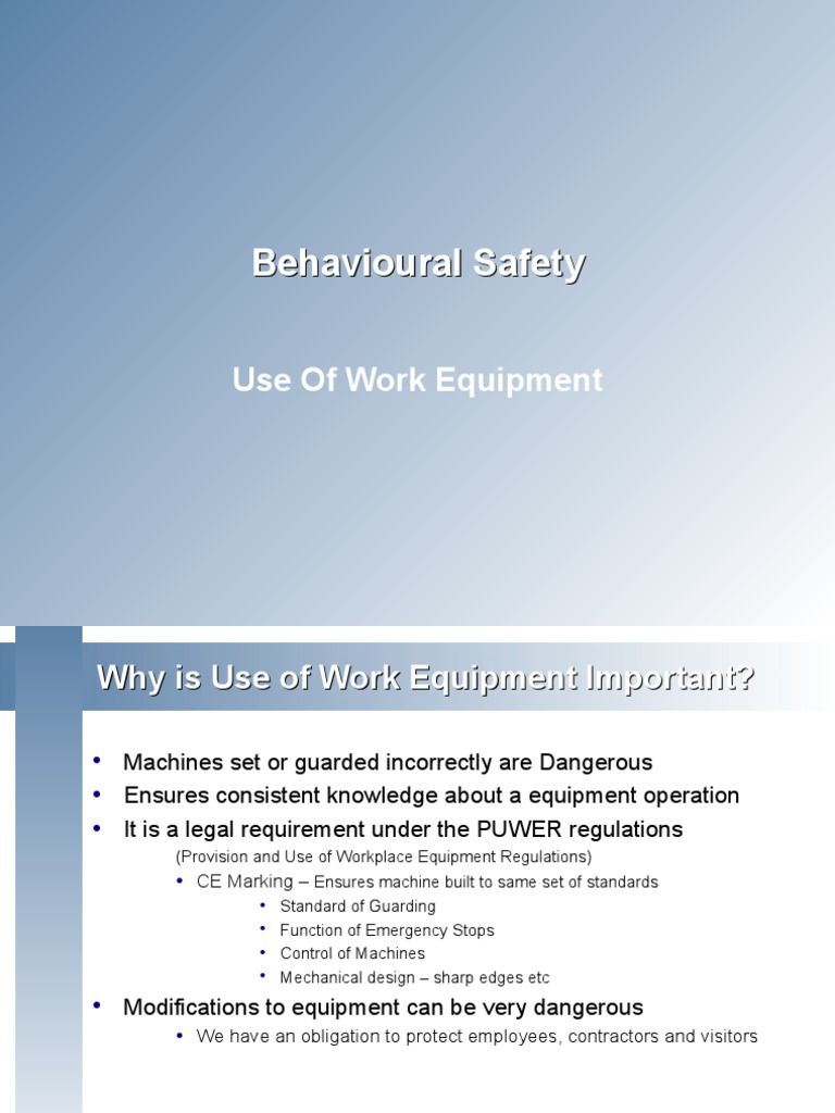 Essential Guidelines for Work Equipment Safety | PDF | Risk | Risk ...