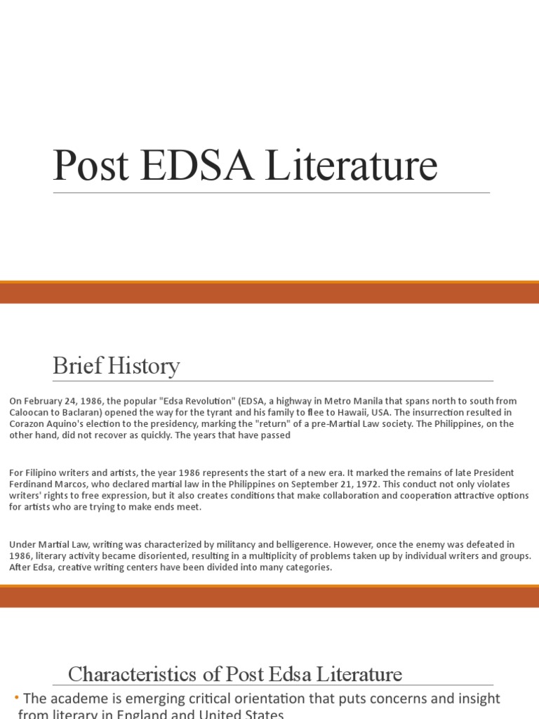 Post EDSA Literature | PDF | History
