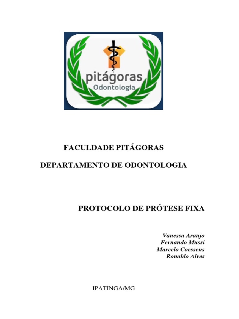 Protocolo de Prótese Fixa em Odontologia | PDF | Dente | Odontologia