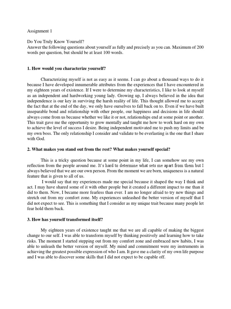 How Would You Characterize Yourself? | PDF | Mind | Emotions