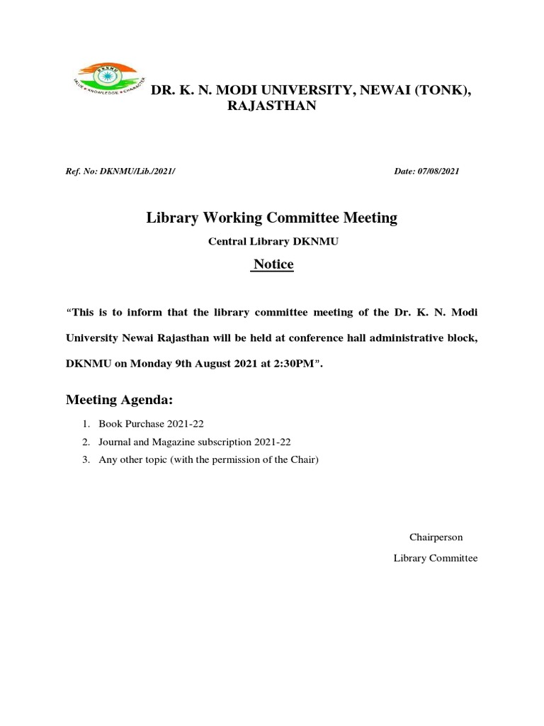 2021-22 - Library Committee Meeting and Meeting Minutes | PDF ...