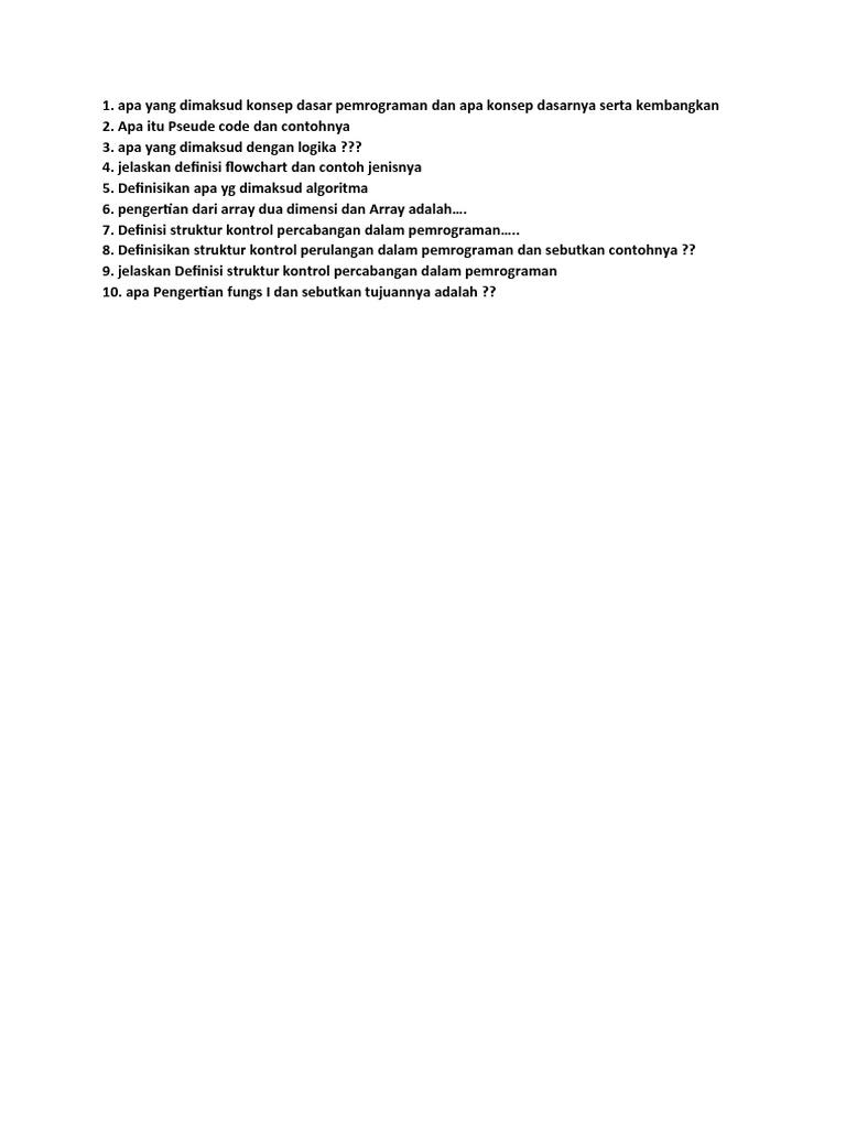 Latihan Soal Dasar Pemrograman | PDF Latihan Soal Dasar Pemrograman | PDF