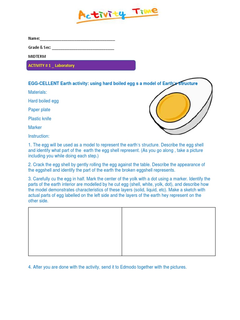 Activity #1 Egg-Cellent Earth Activity - Laboratory | PDF | Cooking ...