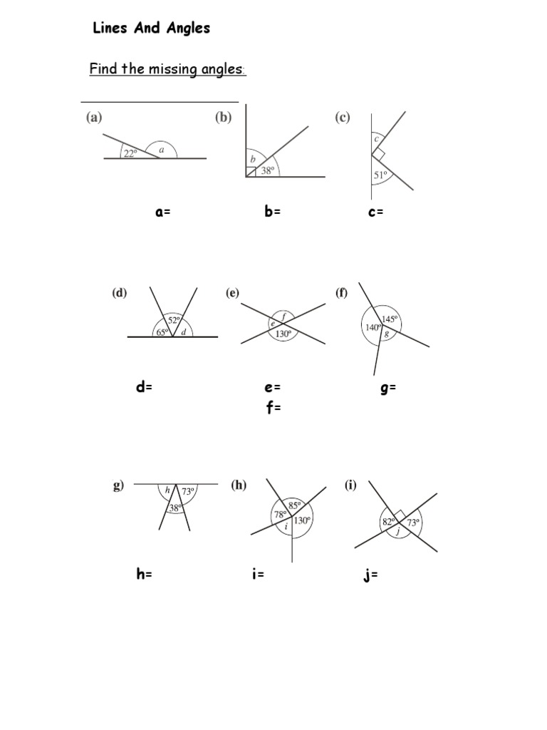 Lines and Angles Exercise for Form 1 | PDF