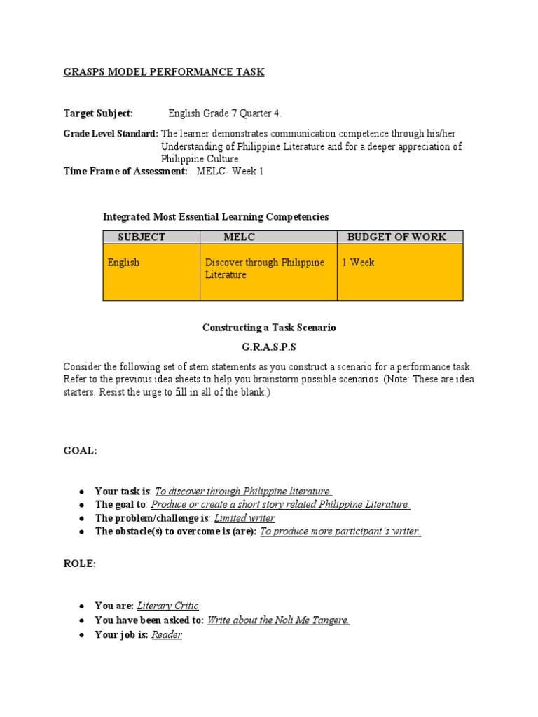 Grasps Model Performance Task | PDF | Writers | Essays Grasps Model Performance Task | PDF | Writers | Essays