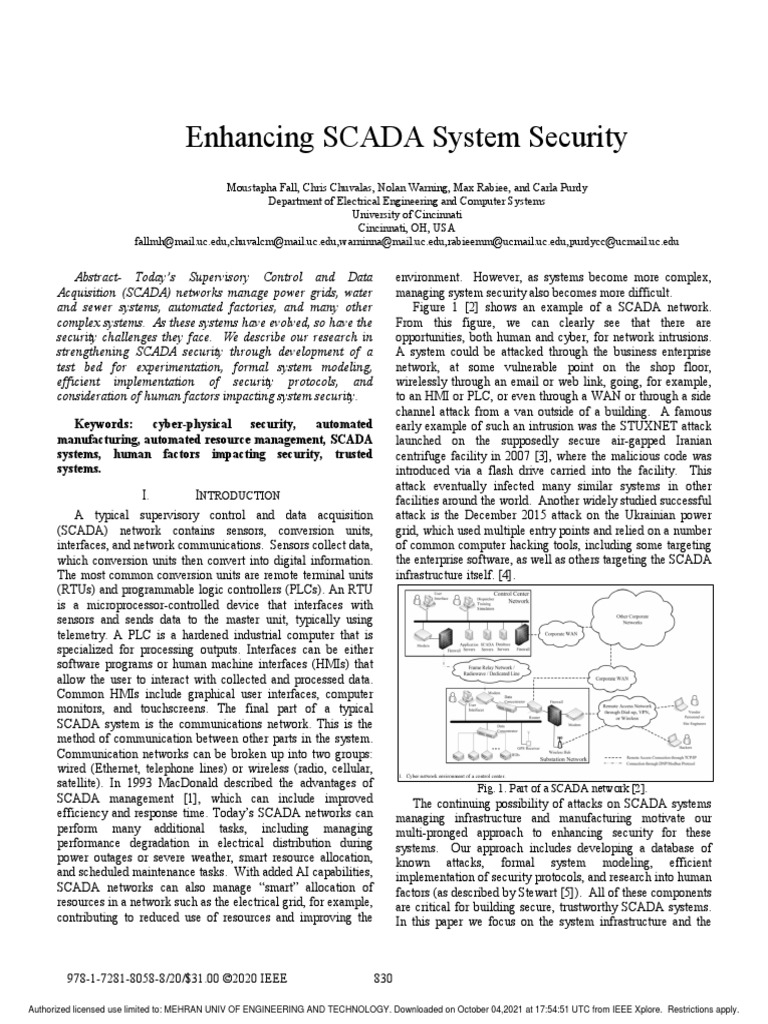 Enhancing SCADA System Security | PDF | Scada | Programmable Logic Controller
