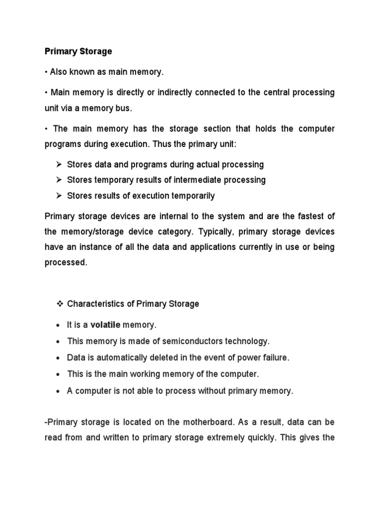 Primary Storage | PDF | Computer Data Storage | Random Access Memory