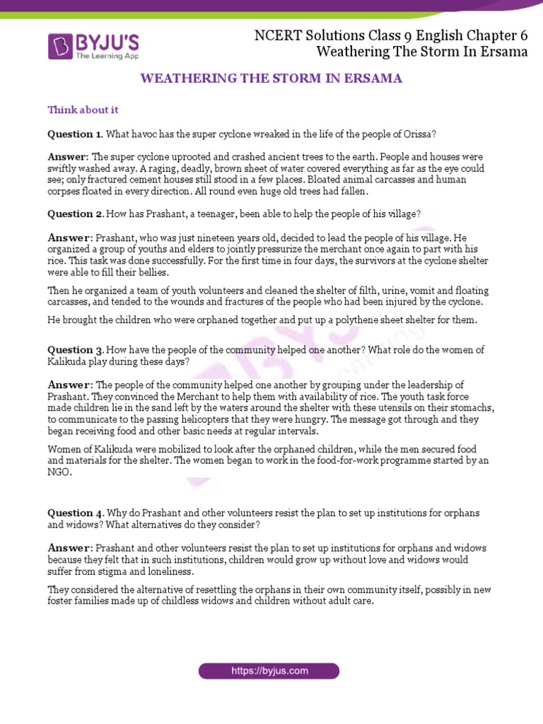 NCERT Solutions Class 9 English Supplementary Chapter 6 Weathering The ...