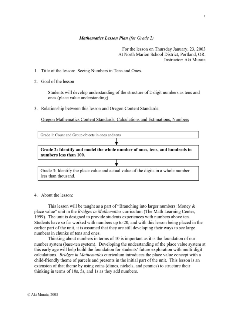 Mathematics Lesson Plan (For Grade 2) | PDF | Curriculum | Teachers