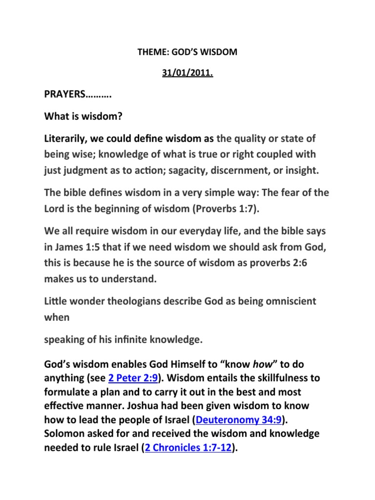 Taiwo's Sermon | PDF | Wisdom | God