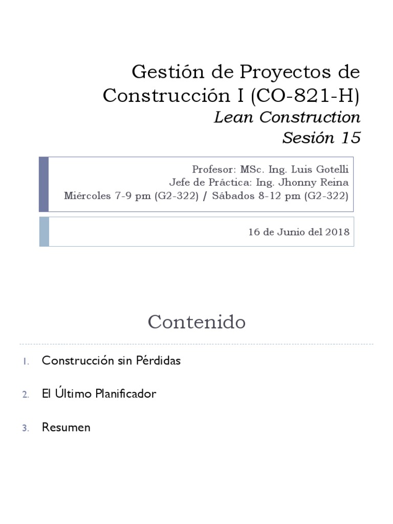 Lean Construction | PDF | Planificación | Gestión de proyectos